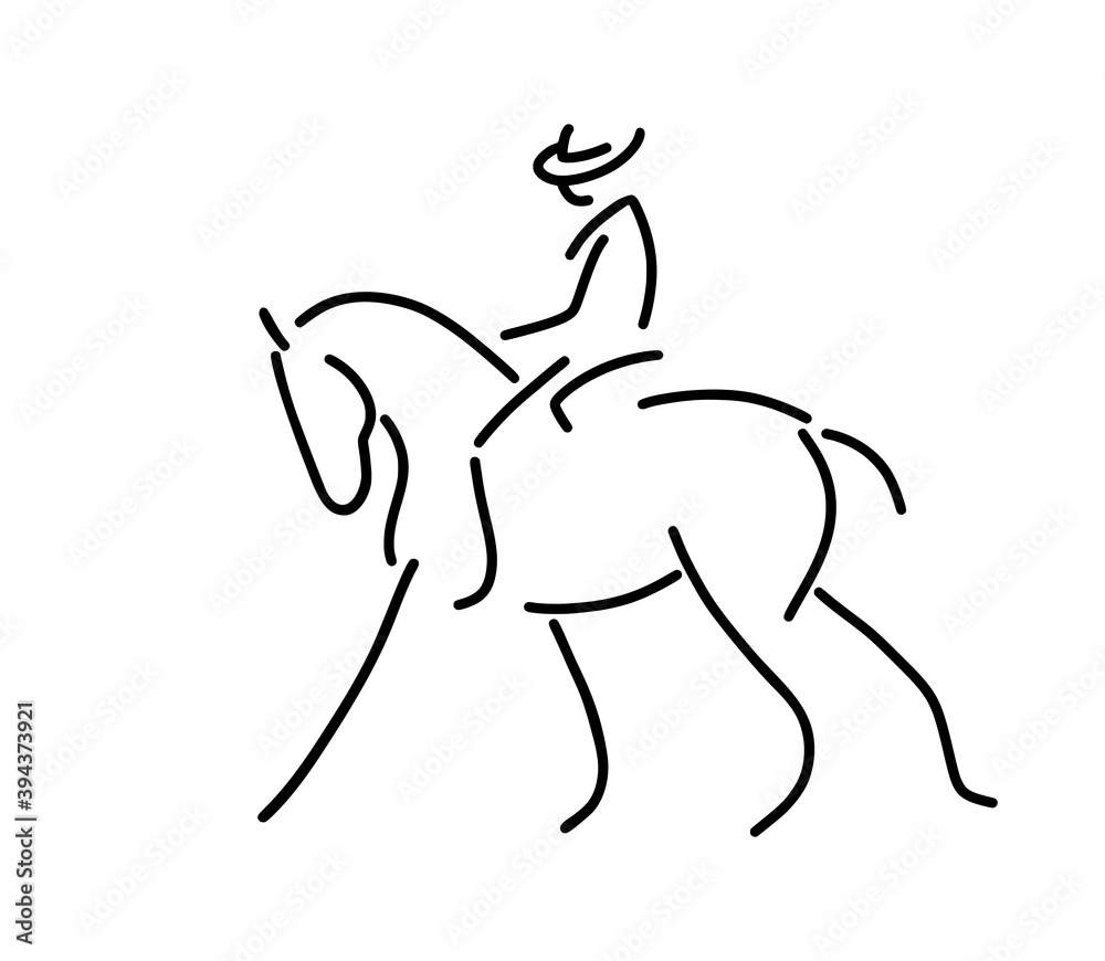 Logo line rider and horse in style working equitation Stock Vector ...