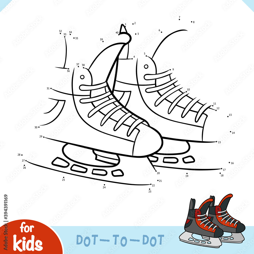 Numbers game, education dot to dot game, Ice hockey skates Stock Vector ...