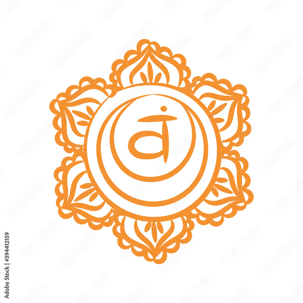 Swadhisthana sketch icon. The second sacral chakra. Vector orange line ...