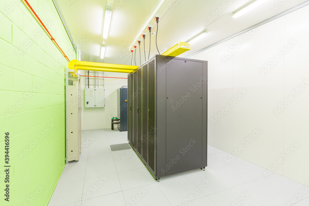 Network servers in a data center. Tier III carrier neutral data center ...