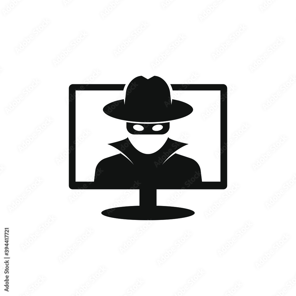 Computer hacker icon design isolated on white background. Vector ...