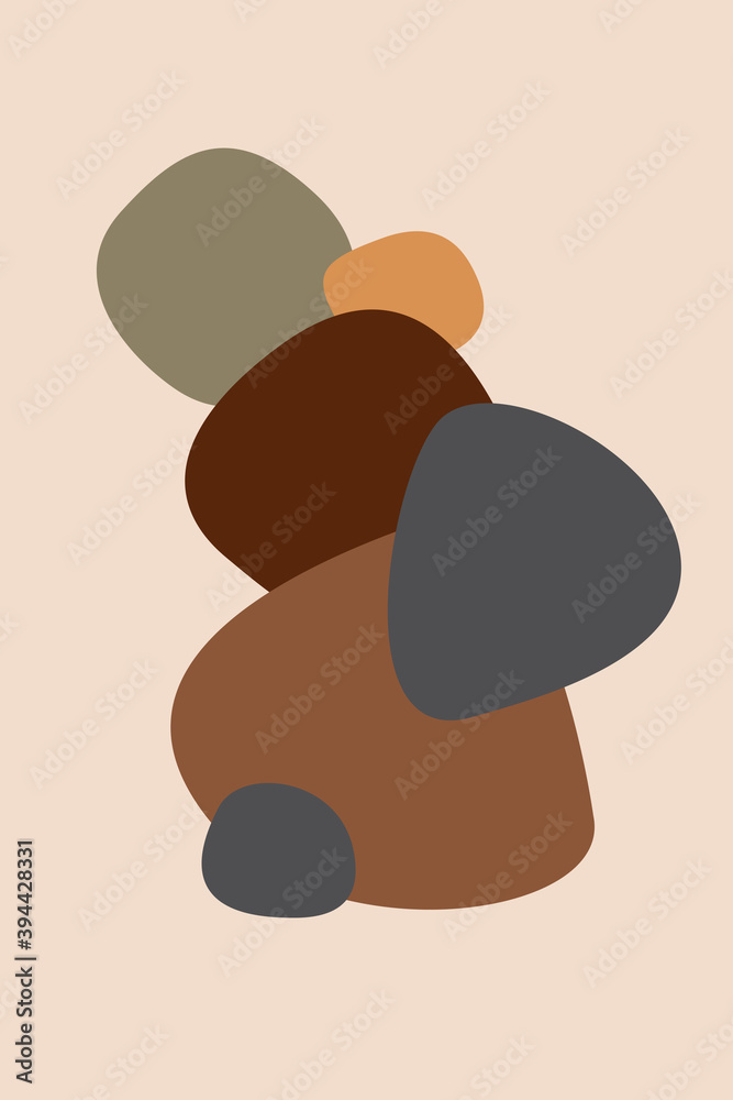 Abstract Boho Art Minimalist Pattern. Mid Century Simple Boho Elements ...