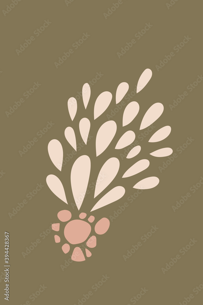 Abstract Boho Art Minimalist Pattern. Mid Century Simple Boho Elements ...