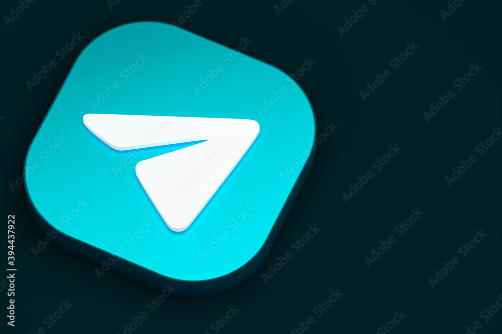 telegram minimal logo 3d rendering close up for design background ...