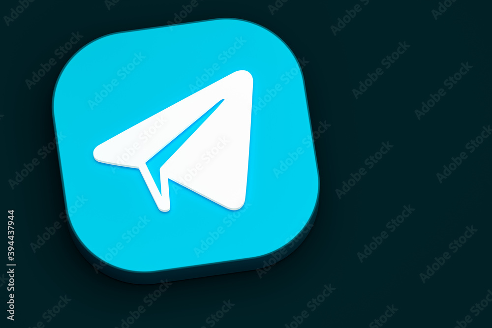 telegram minimal logo 3d rendering close up for design background ...