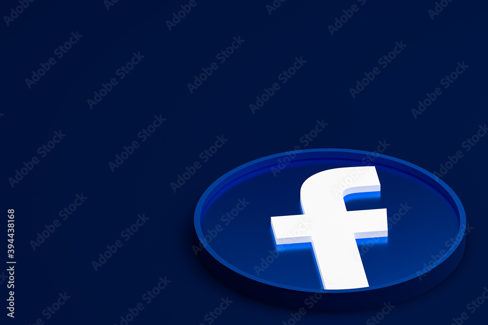 facebook logo 3d icon rendering background Stock Photo | Adobe Stock