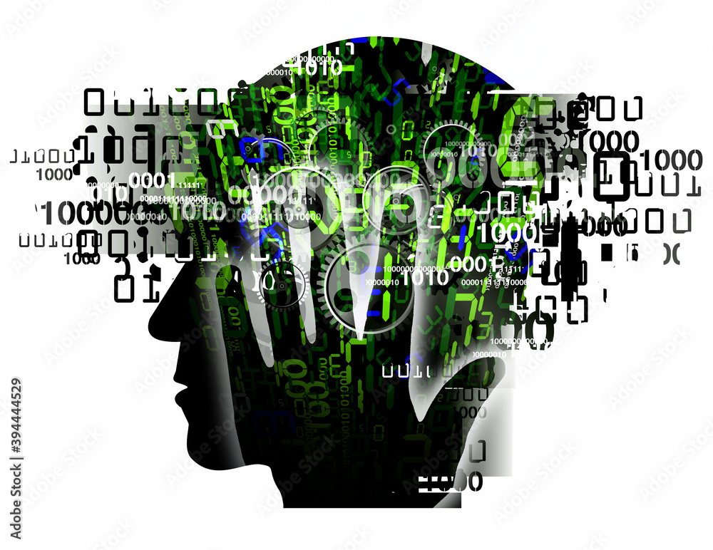 Programmer, computer expert silhouette. Stylized male head, programmer ... Programmer, computer expert silhouette. Stylized male head, programmer ...