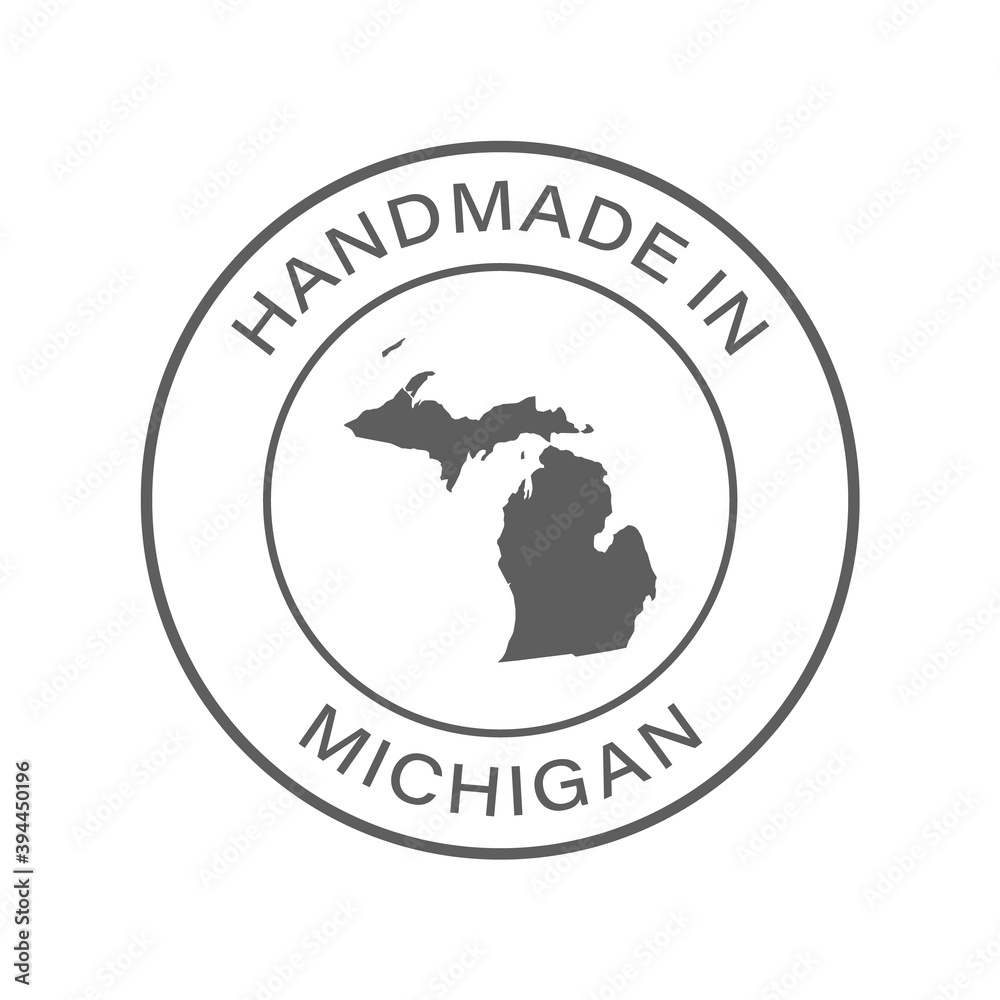 "Handmade in Michigan" icon, vector with transparency. With state ...