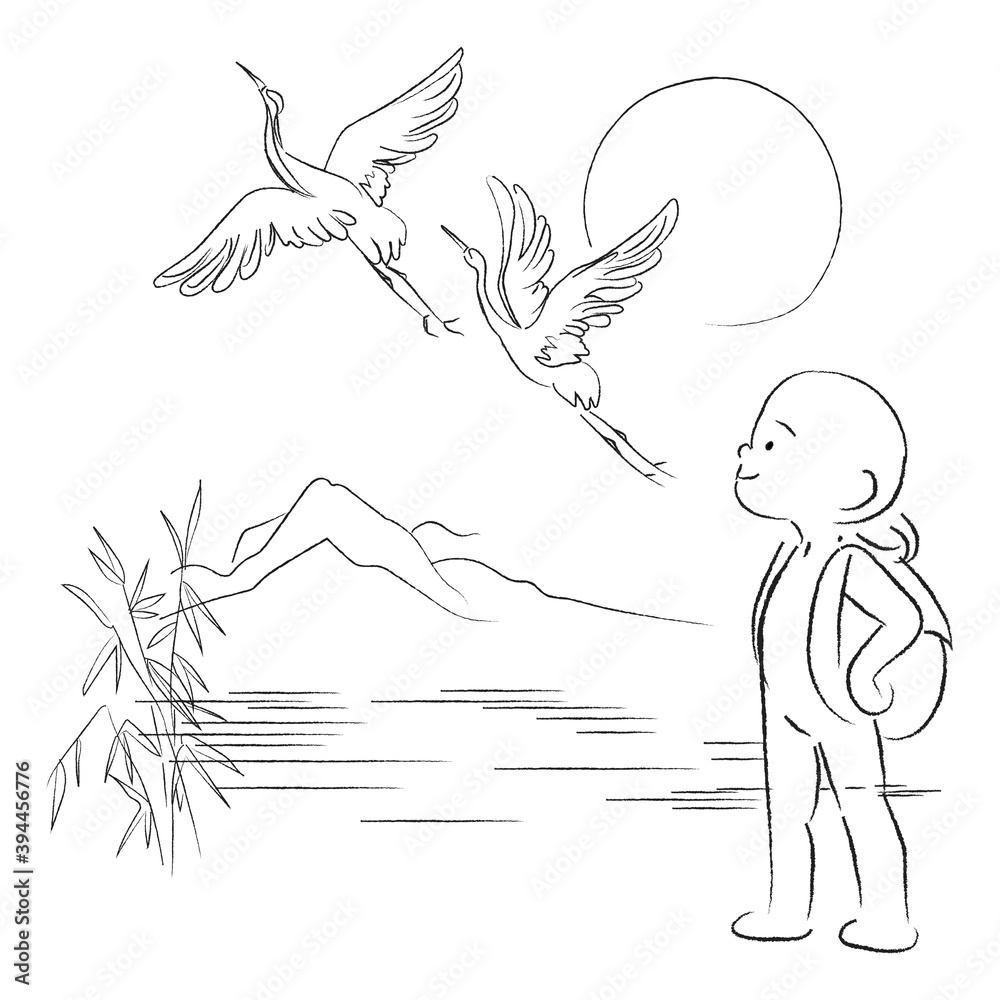 An illustration of a flying cartoon stork delivering a newborn baby ...