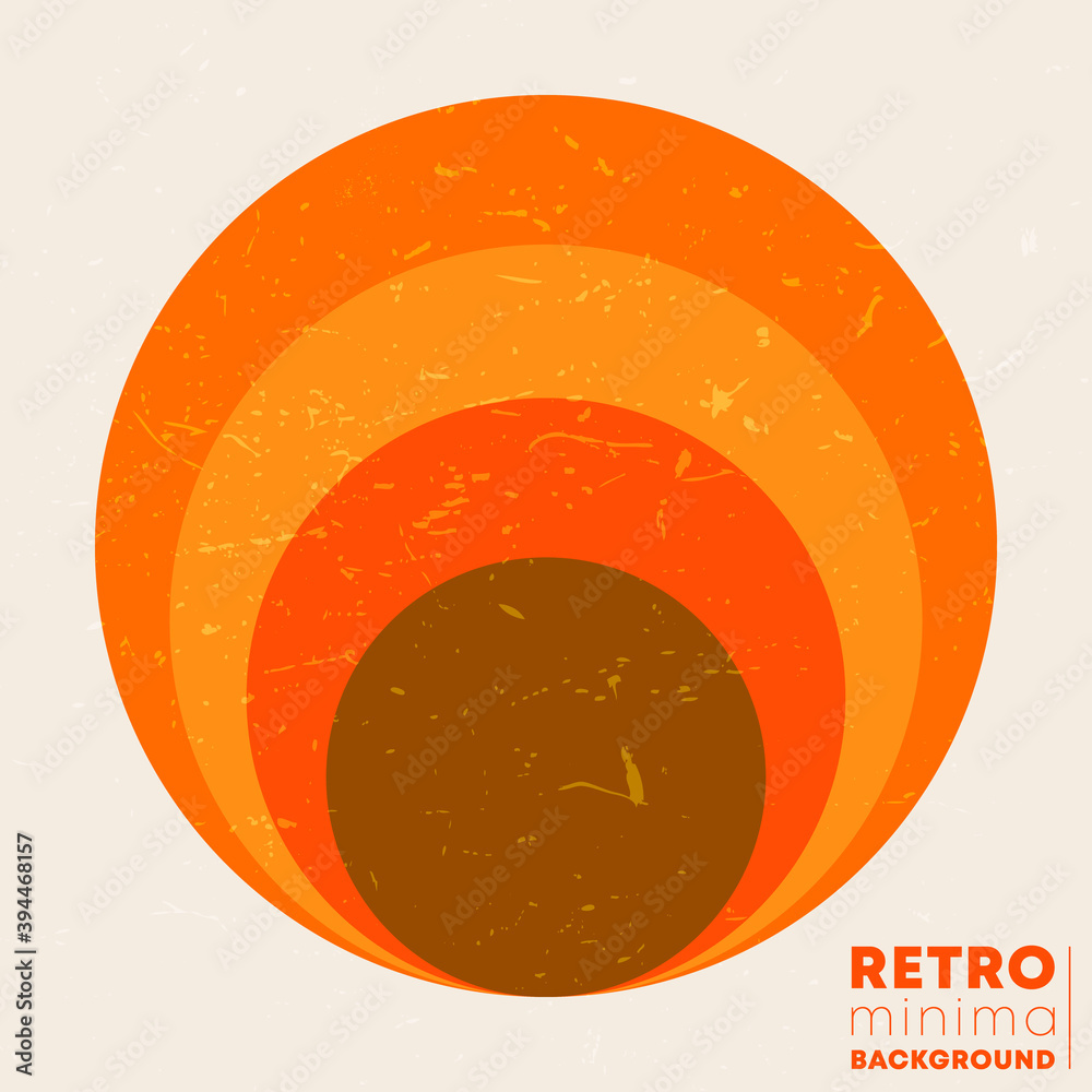 Retro grunge texture background with the vintage striped sun. Vector ...