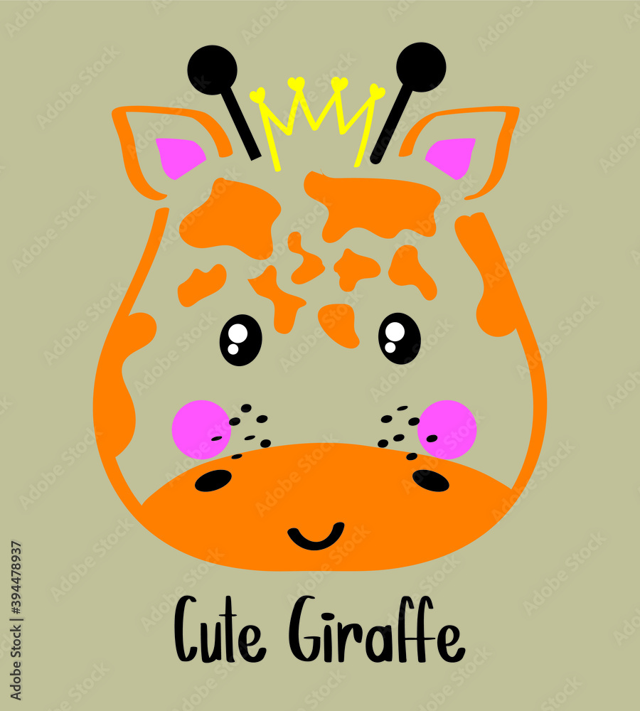 basic giraffe face vector illustration on beige background. cute ...