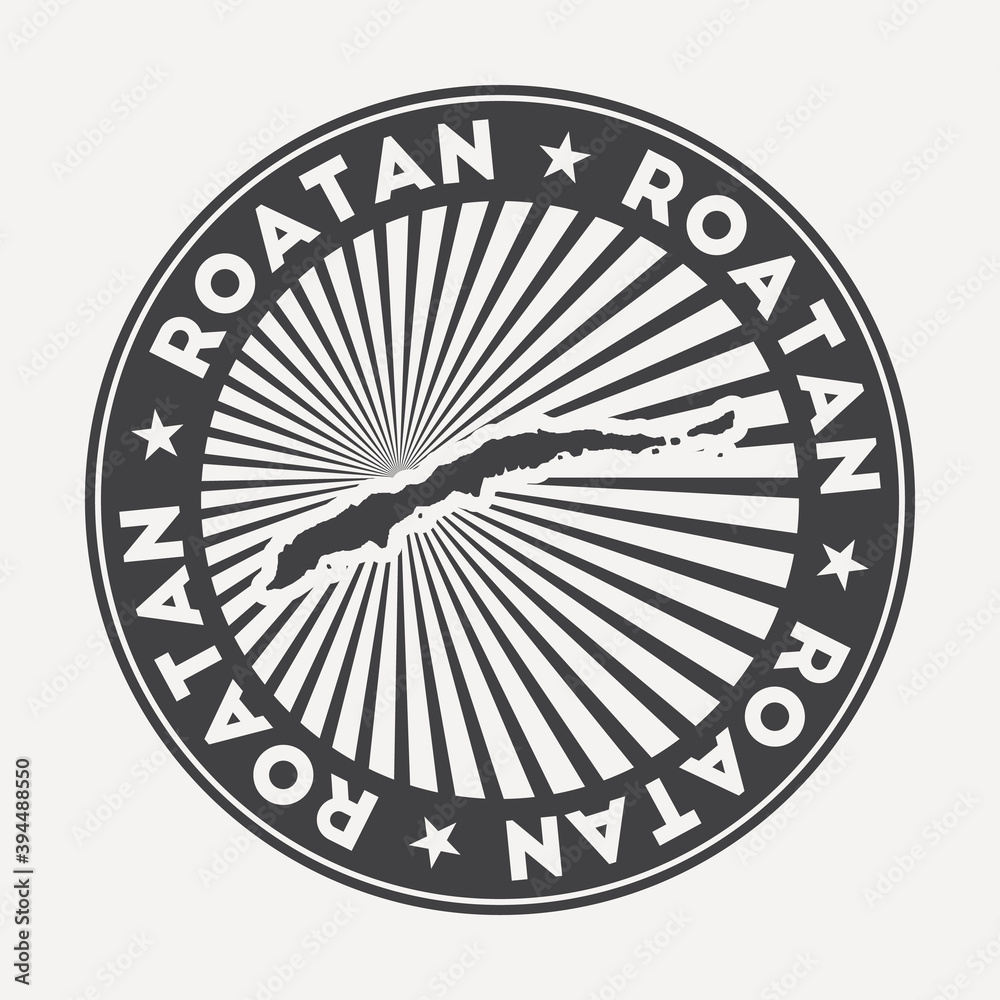 Roatan round logo. Vintage travel badge with the circular name and map ...