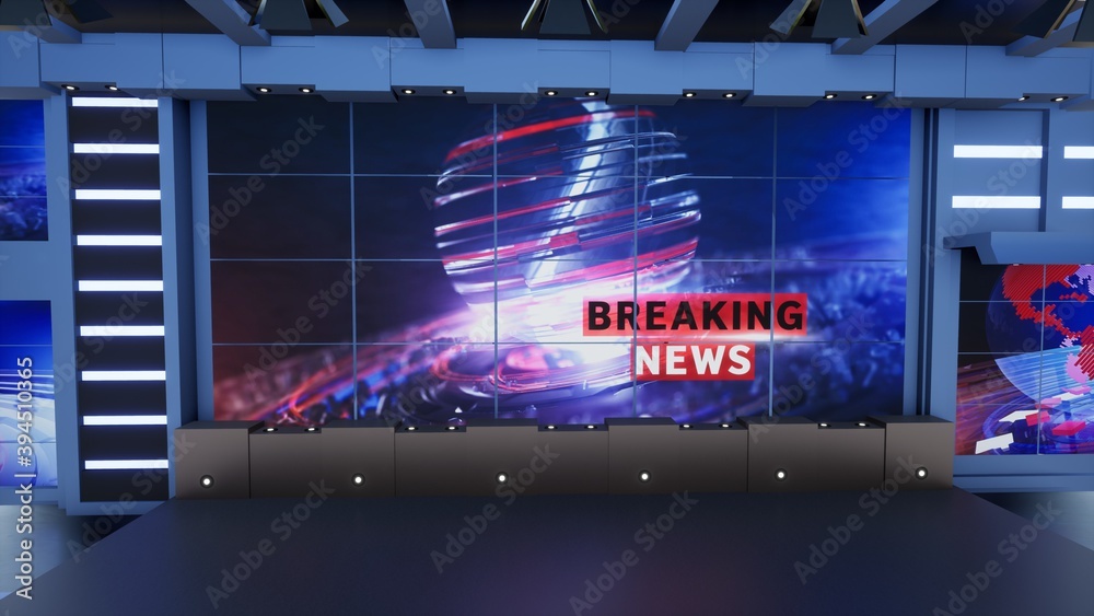 News Studio, Backdrop For TV Shows .TV On Wall.3D Virtual News Studio ...