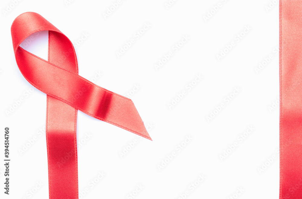 Aid ribbon silk. Red ribbon symbol in hiv world day isolated on white ...