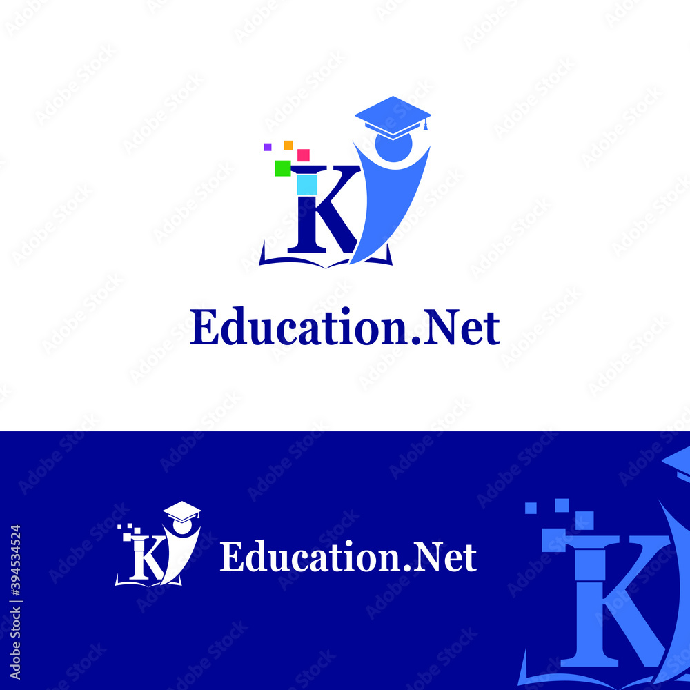 K Initial letter for Education/Academy business logo template with Toga ...