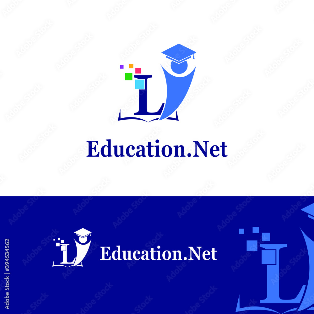 L Initial letter for Education/Academy business logo template with Toga ...