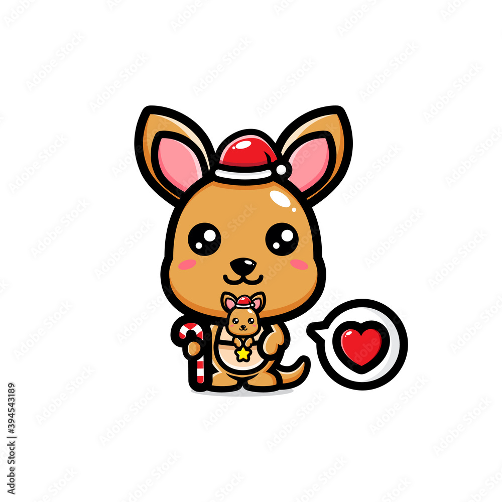 kangaroo characters and cute kangaroo children wearing santa costumes ...