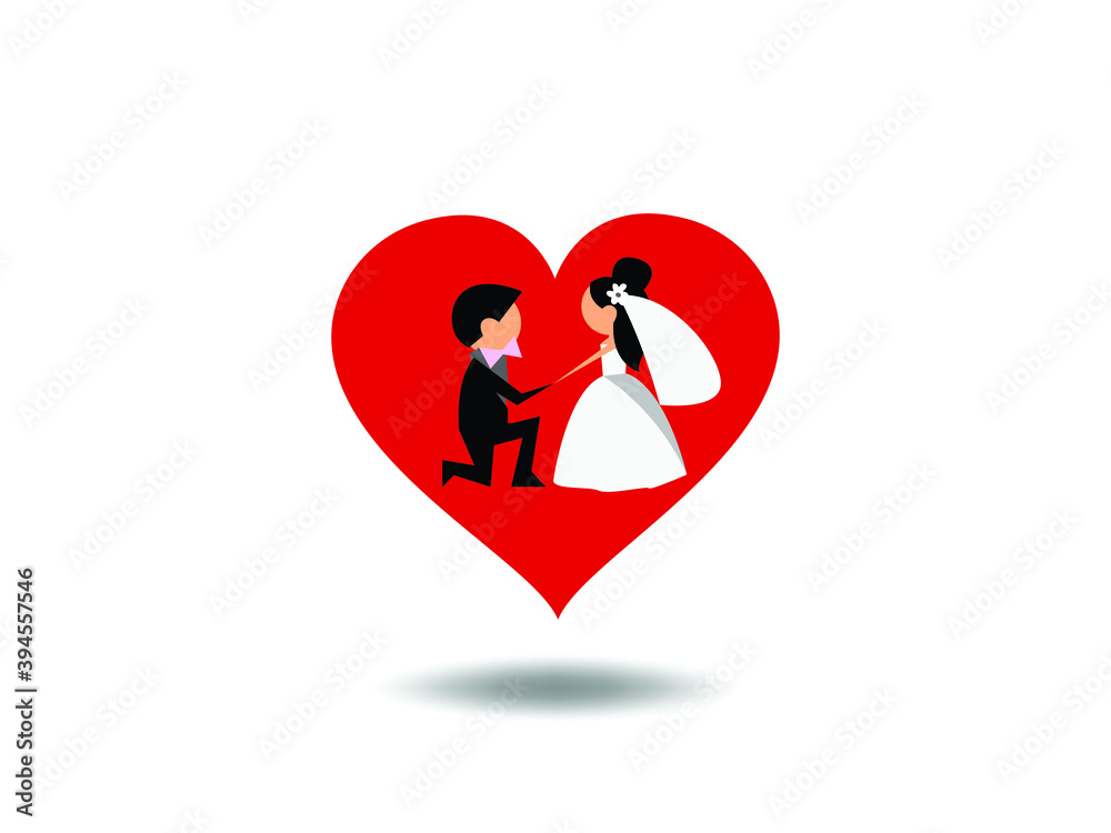 wedding couple Icon Vector illustration. cartoon romantic invitation ...