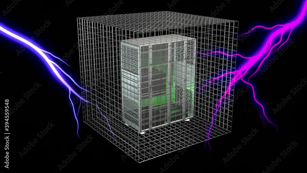 Desktop computer in Faraday Cage . 3d animation render Stock ビデオ ...