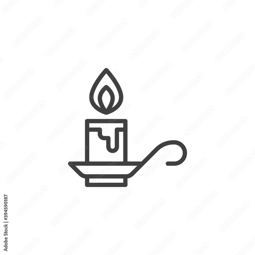 Burning candle line icon. linear style sign for mobile concept and web ...
