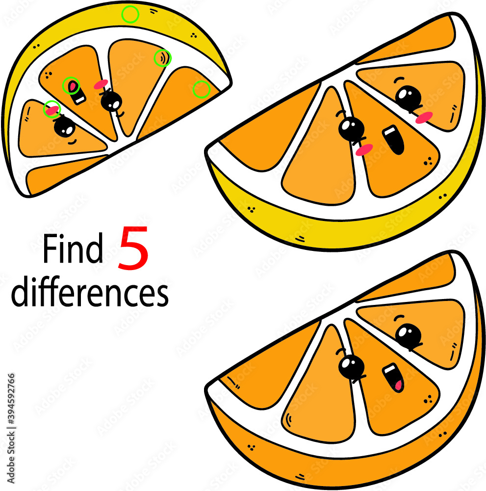 Vector illustration of kids puzzle educational game Find 5 differences ...
