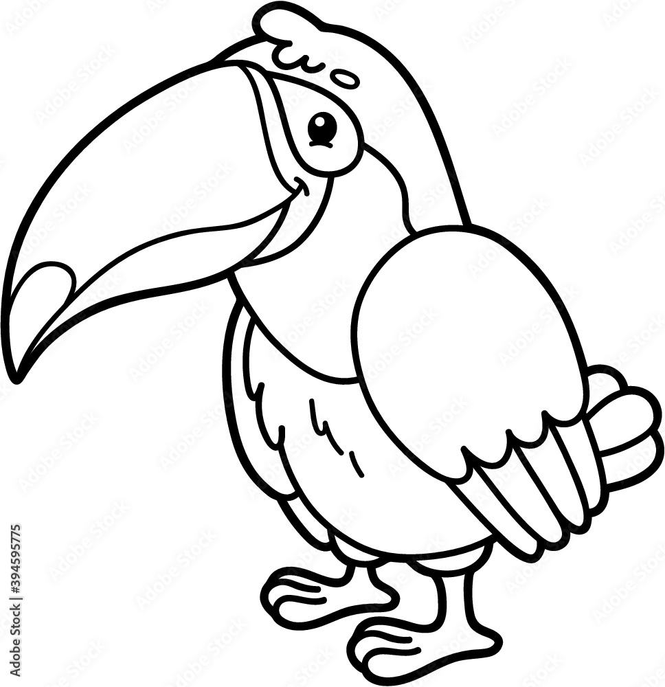 Vector illustration of cute cartoon tukan character for children ...