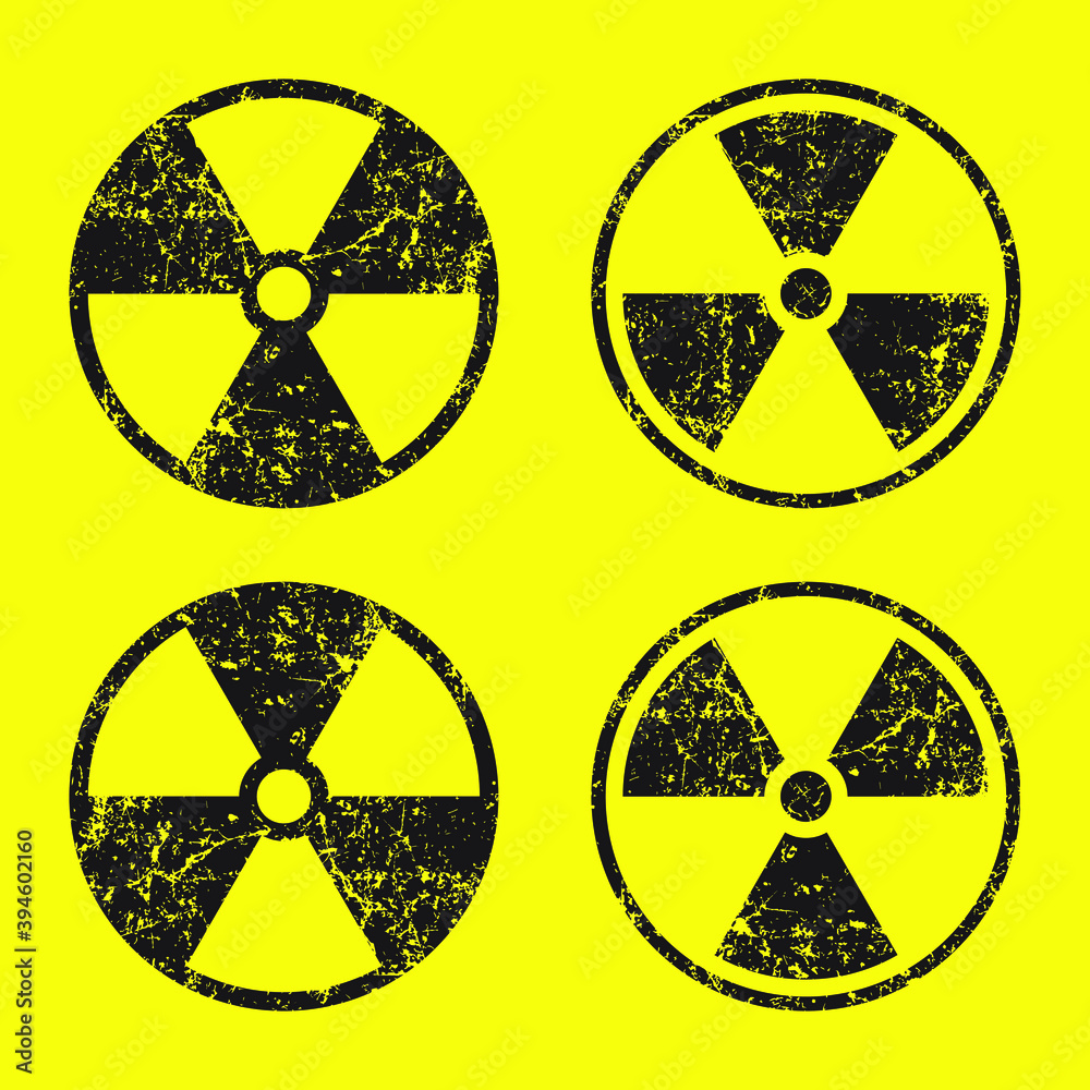 Radioactive symbol icon with grunge texture. Nuclear radiation warning ...