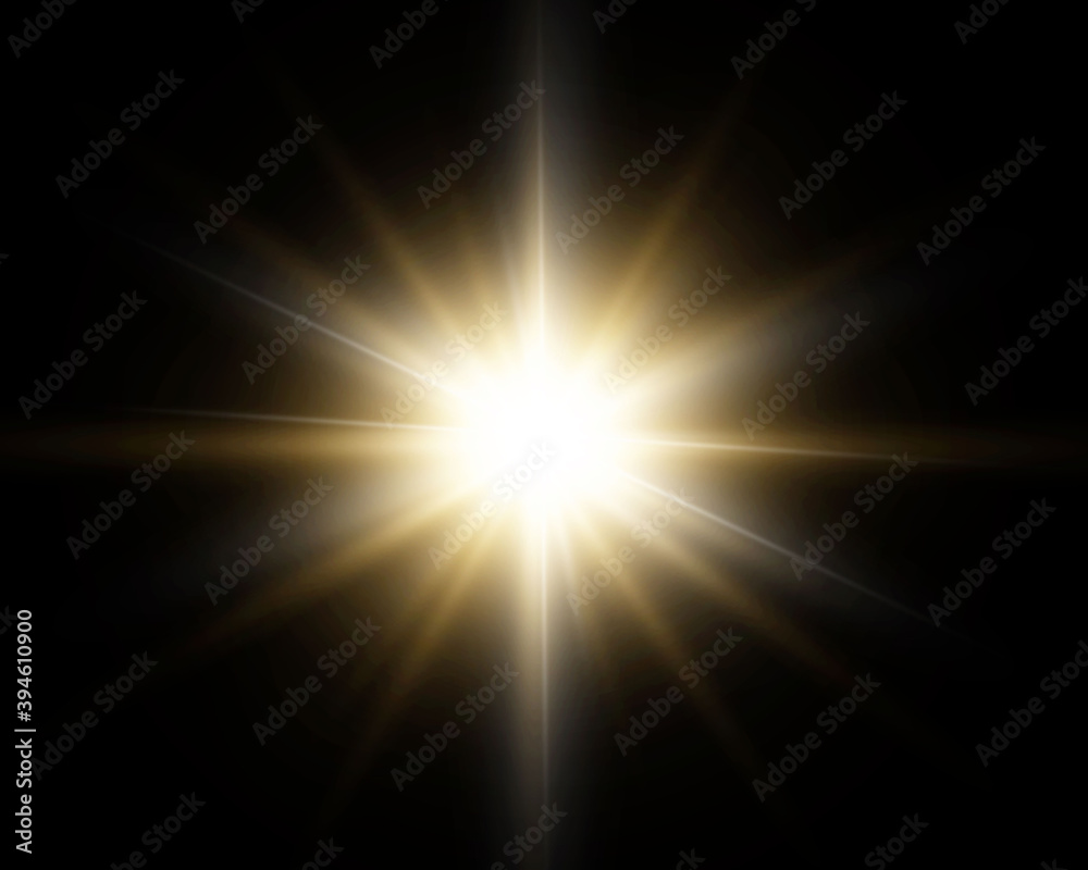 Bright beautiful star.Vector illustration of a light effect on a ...