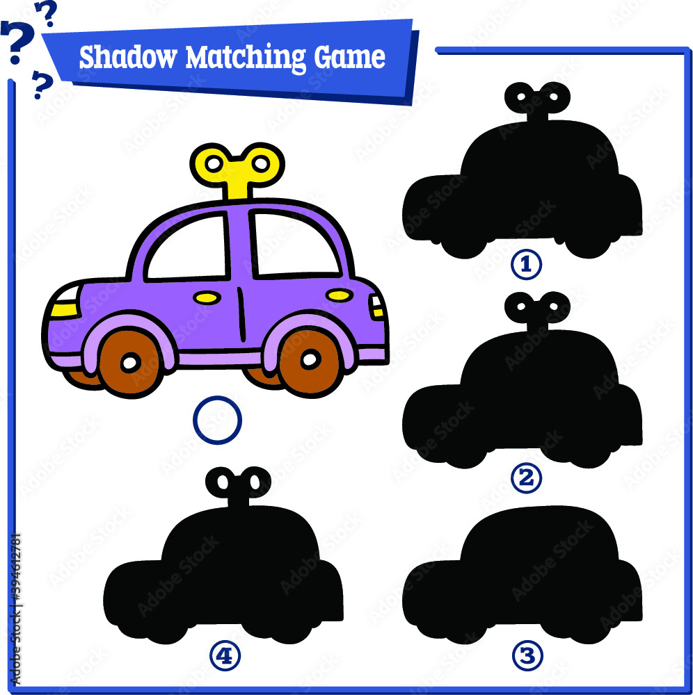 Vector illustration of shadow matching educational kids game with ...