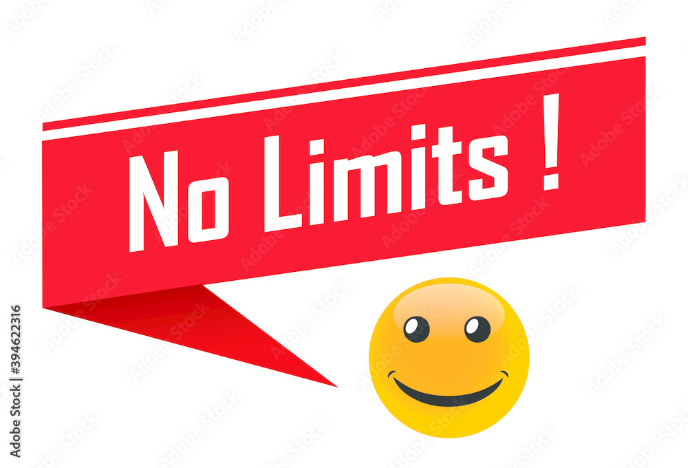 No Limits in red dialog label and smile Stock Illustration | Adobe Stock