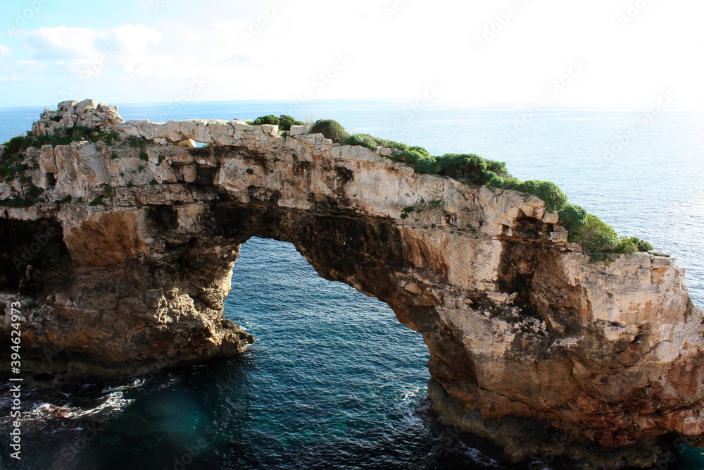 Island scenery, beach, beautiful bay seaside, Balearic Islands ...