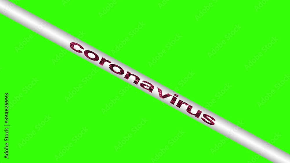 Animated text "coronavirus" . Chroma key green screen background. The ...