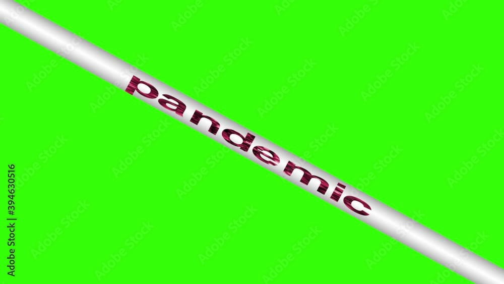 Animated text "pandemic" . Chroma key green screen background. The ...