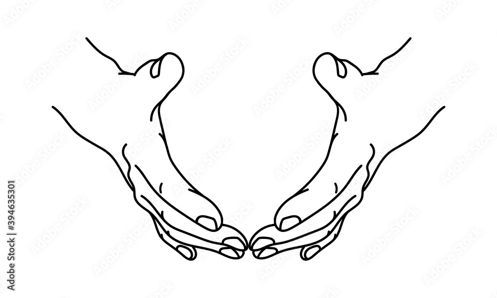 Two hands outline sketch. Male hands. Vector illustration. Stock Vector ...