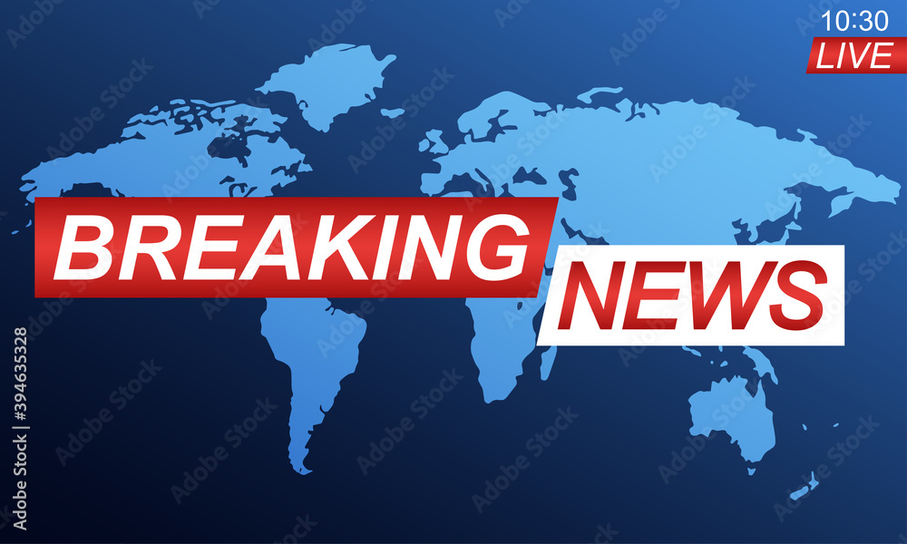 Breaking news background with world map backdrop. TV screen for news ...