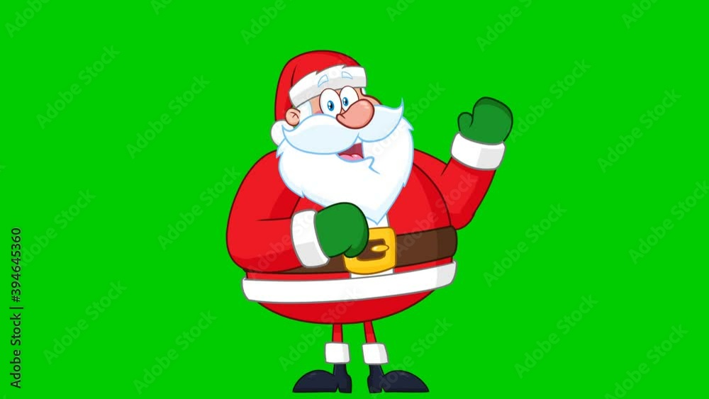Santa Claus Cartoon Character Waving. 4K Animation Video Motion ...