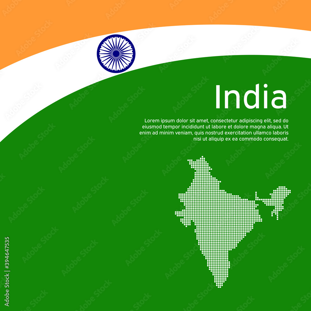 Abstract waving flag and mosaic map of india. Creative background for ...