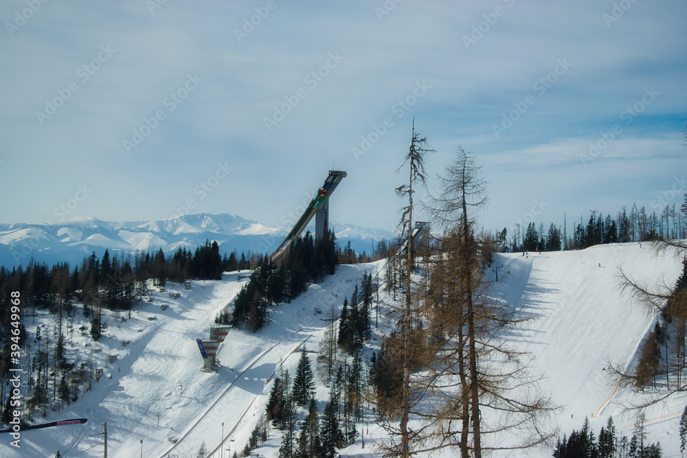 Ski jumping ramps in the High Tatras near Štrbské Pleso, Slovakia Stock ...