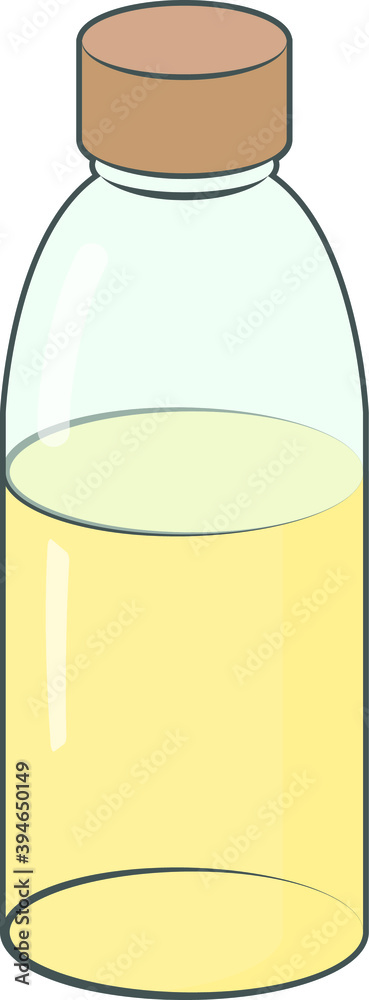 Liquid bottle. drawing to illustrate any liquid in a transparent bottle ...