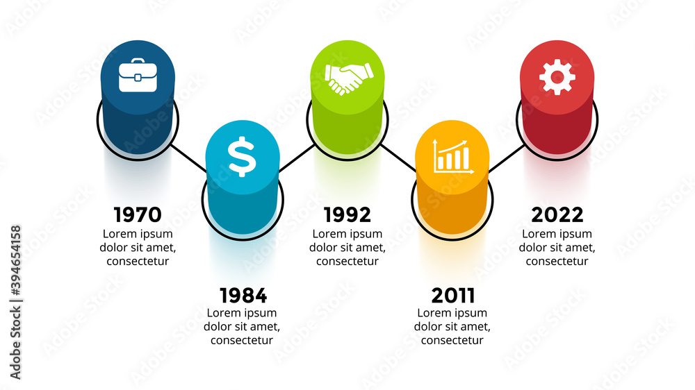 3D Vector Perspective Infographic. Presentation slide template. 5 step ...