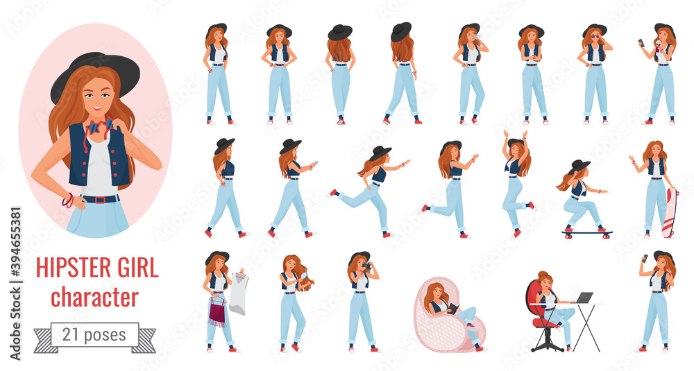 Hipster Girl Cartoon