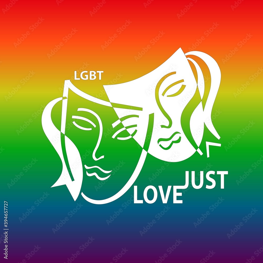 LGBT flag rainbow and white mask icon banner vector [преобразованный ...