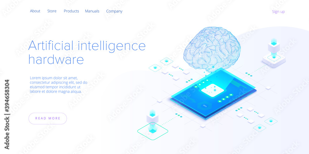 Artificial intelligence or neural network concept in isometric vector ...