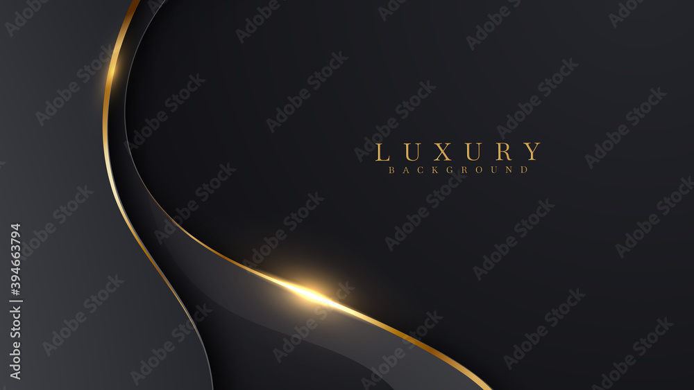 Luxury abstract background with golden lines on dark, modern black ...