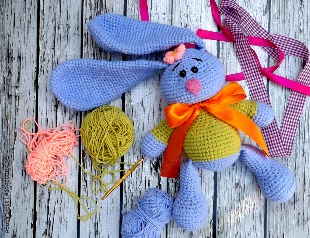 Handmade crochet doll, also known as amigurumi. Bunny doll with flappy ...