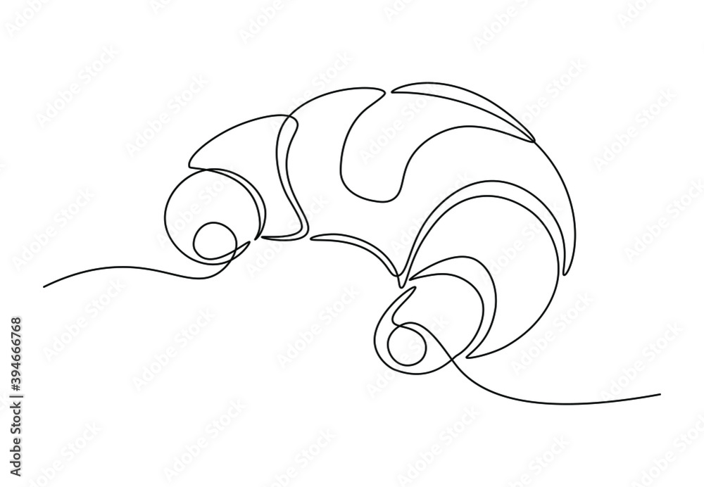 Continuous one line drawing of croissant for logo in minimalist style ...