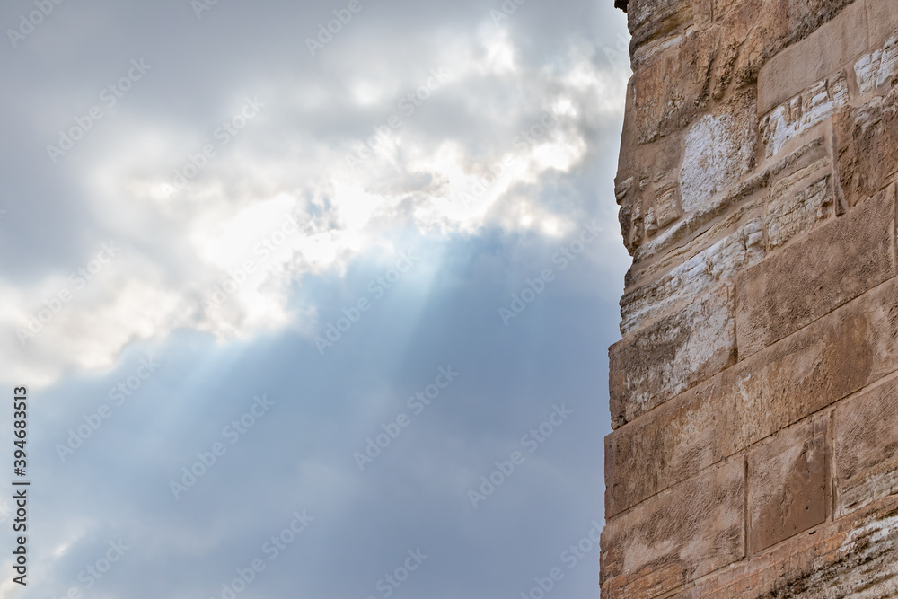 Outside corner of the Temple Mount wall near the Dung Gate in the old ...