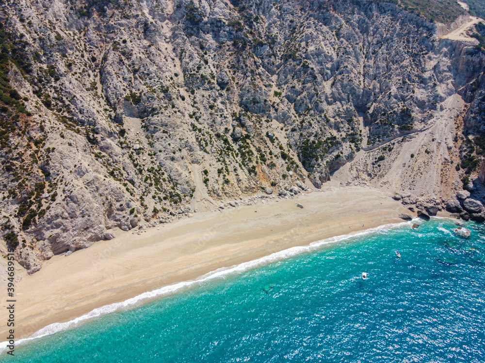 Platia ammos beach in Lixouri, Kefalonia, Greece. An impressive ...
