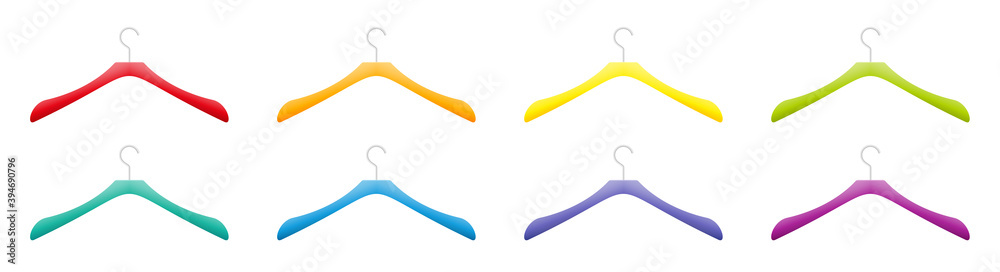 Colored plastic clothes hanger collection, different colors, red ...