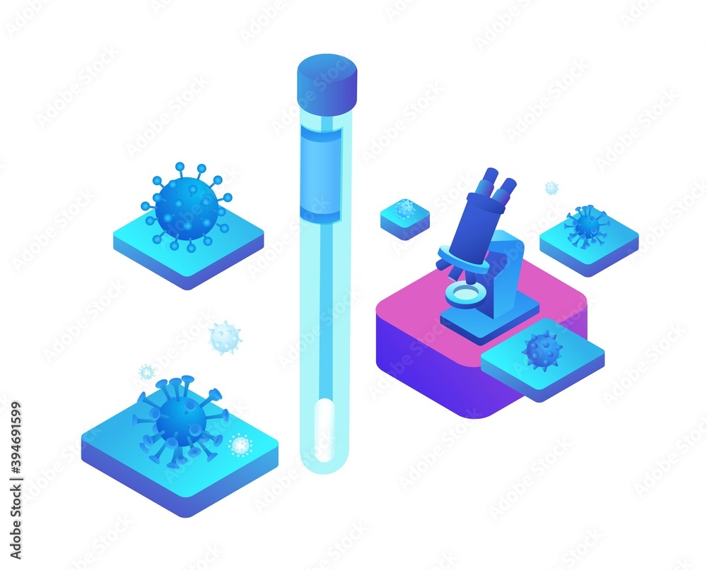 Covid-19 nasal swab test, isometric medical concept, Coronavirus vector ...